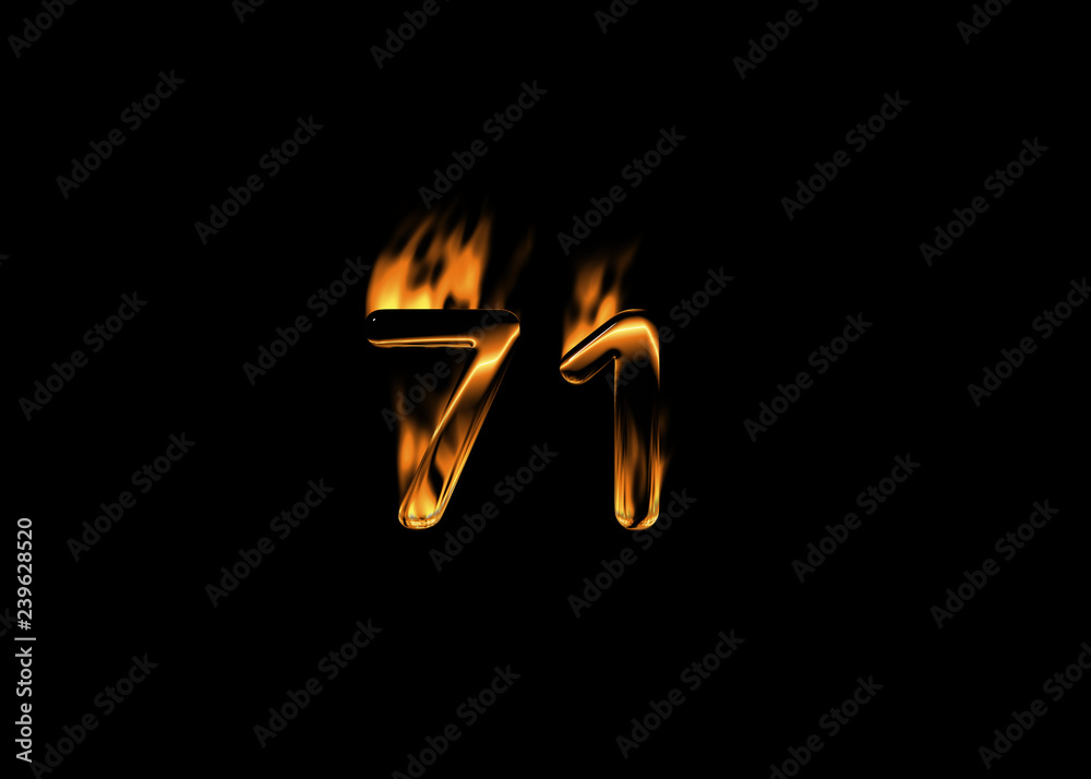 3D number 71 with flames black background Stock Illustration | Adobe Stock