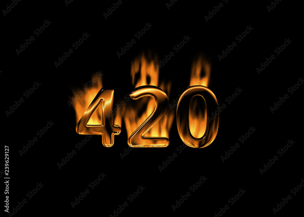 3D number 420 with flames black background Stock Illustration | Adobe Stock