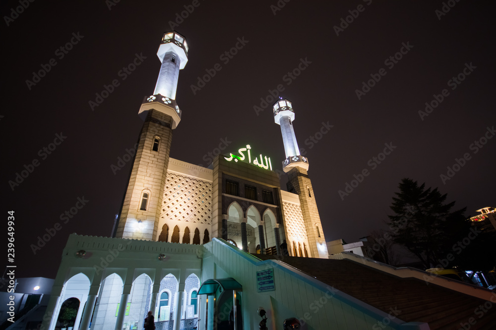 Seoul Central Mosque was the first Islamic mosque in Korea at night ...