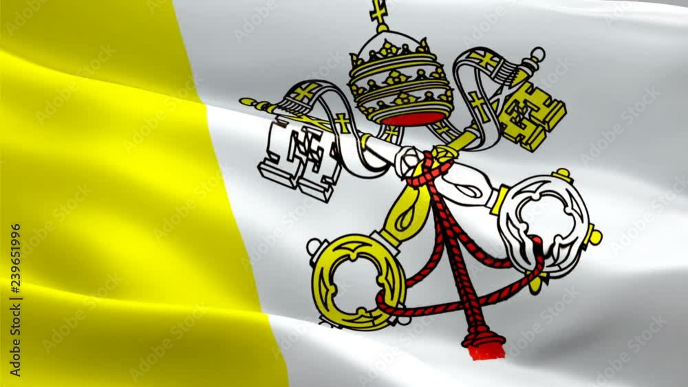 Vatican Flag Wave Loop waving in wind. Realistic Vaticano Flag ...