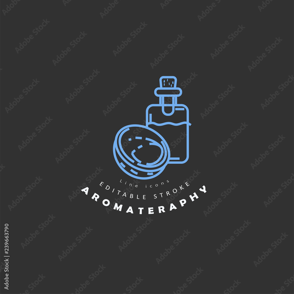 Vector icon and logo for aromatherapy. Editable outline stroke size ...