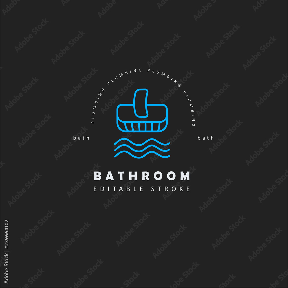 Vector icon and logo of bathroom. Editable outline stroke size. Line ...