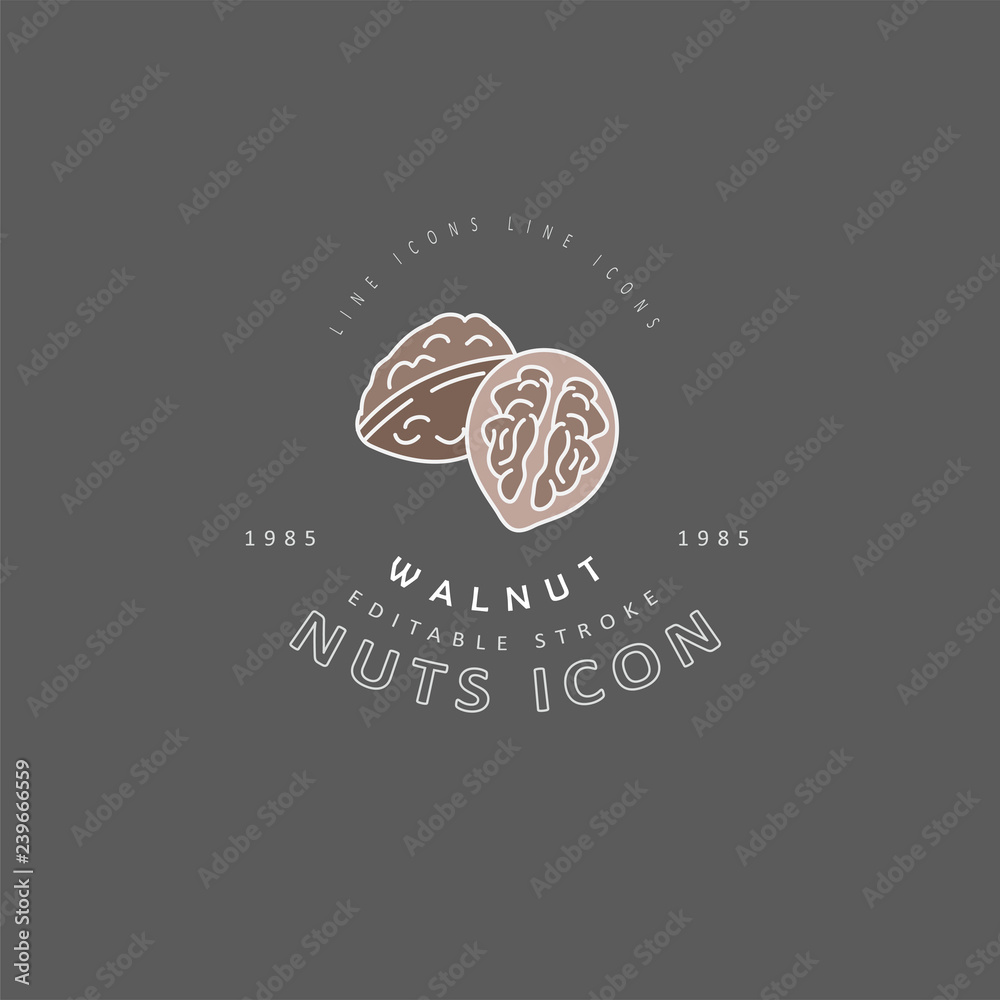 Vector icon and logo for nuts and seeds. Editable outline stroke size ...
