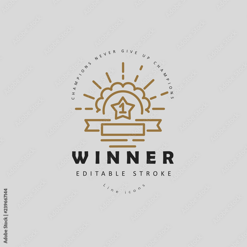 Vector icon and logo winner and champion. Editable outline stroke size ...