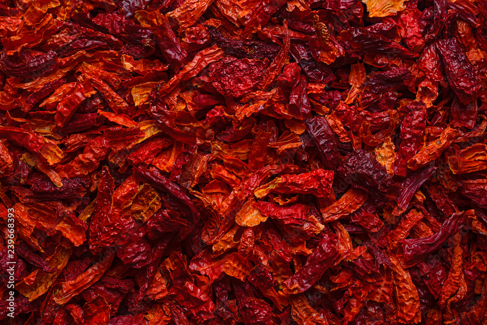 Texture of dried chilli pepper. Wrinkled texture after drying red chili ...