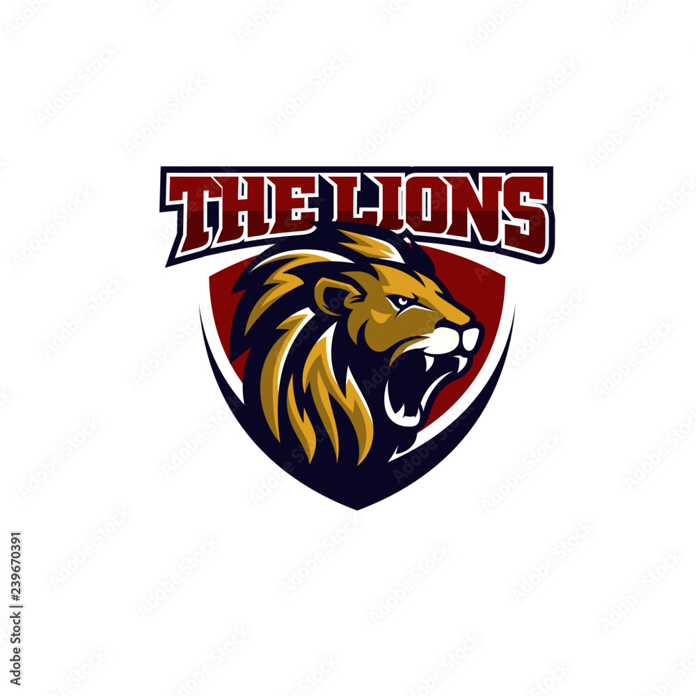 Roaring lion logo template design Stock Vector | Adobe Stock