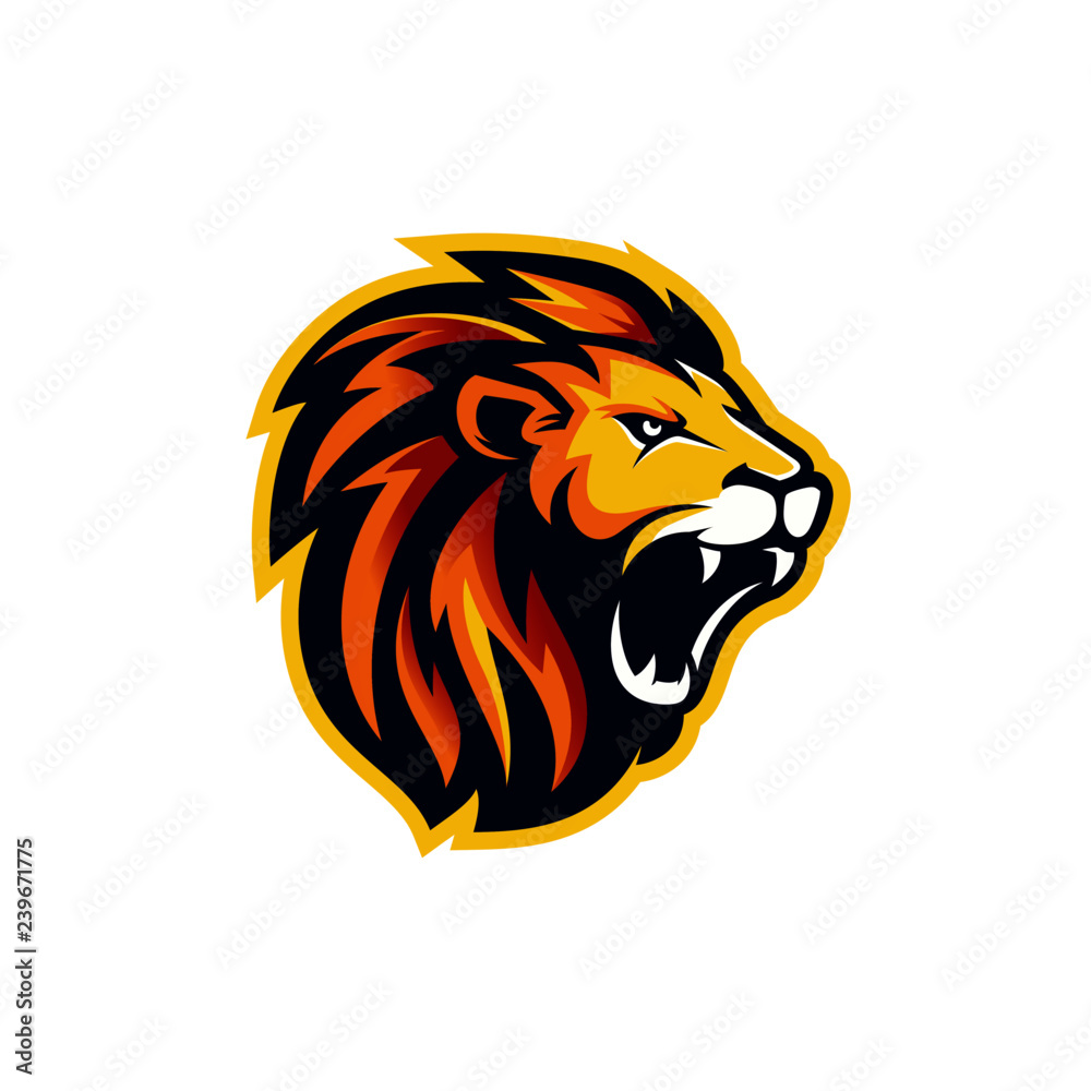 Roaring lion logo template design Stock Vector | Adobe Stock