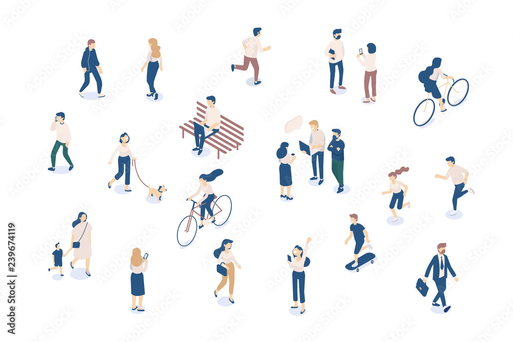 Vector Isomeric people set isolated on white. Male and female ...