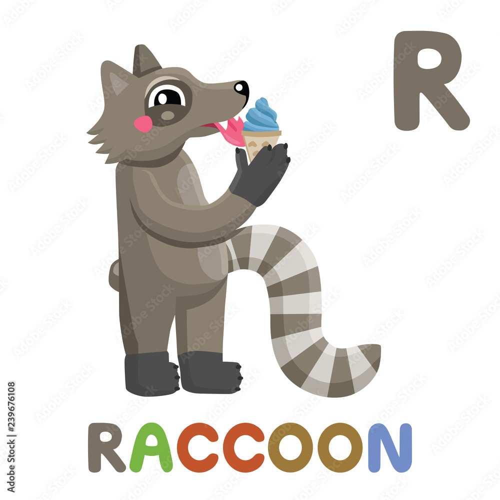 R is for Raccoon. Letter R. Raccoon., cute illustration. Animal ...