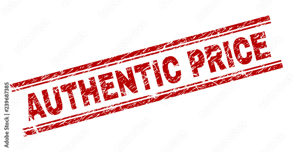 AUTHENTIC PRICE seal print with corroded texture. Red vector rubber ...