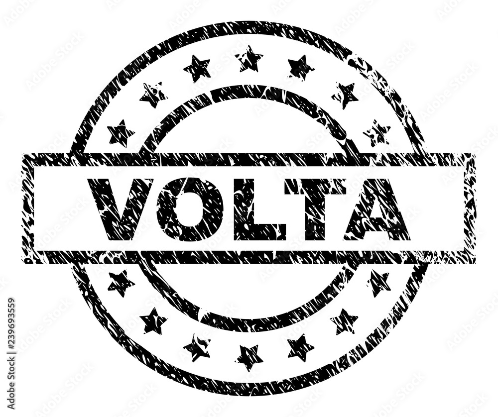 VOLTA stamp seal watermark with distress style. Designed with rectangle ...
