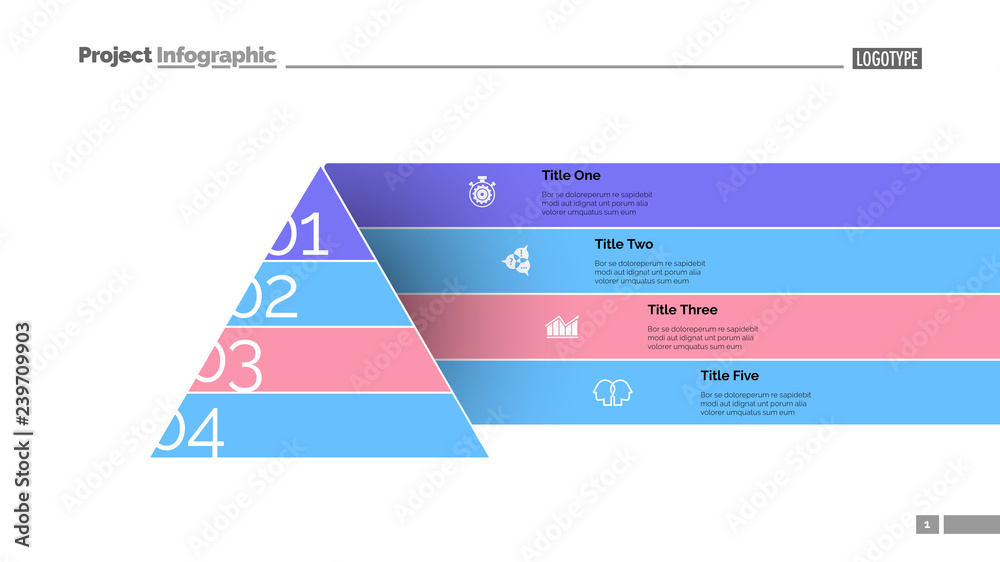 Vetor de Pyramid chart slide template. Business data. Graph, diagram ...