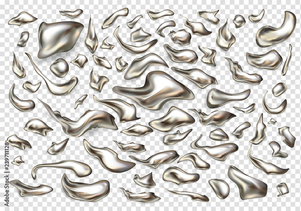 Vettoriale Stock Various size and shape liquid metal, precious alloy ...