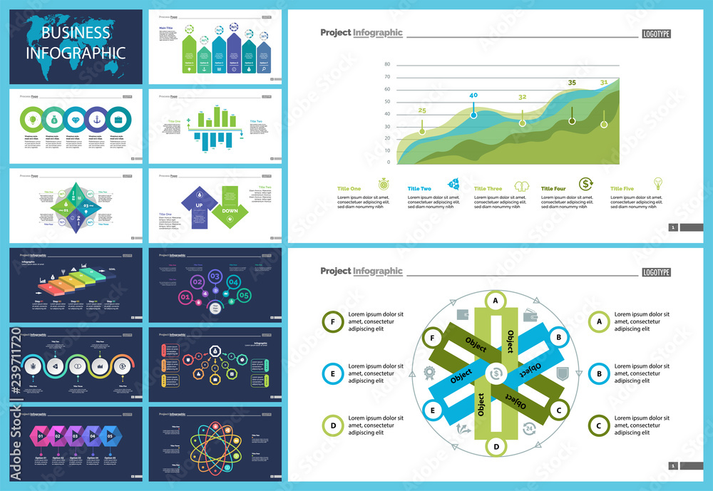 Set of company structure and workflow concept infographic charts ...