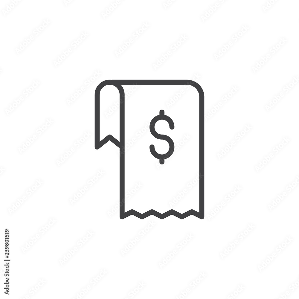 Dollar invoice outline icon. linear style sign for mobile concept and ...