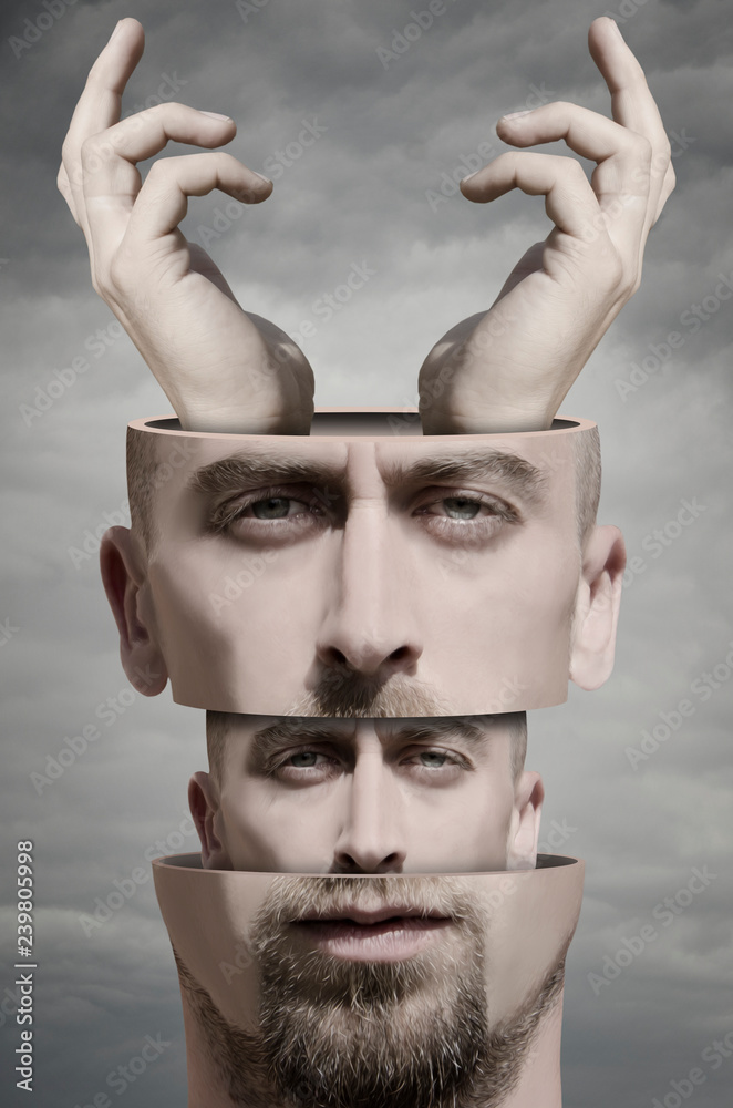 Surreal portrait of man Stock Illustration | Adobe Stock