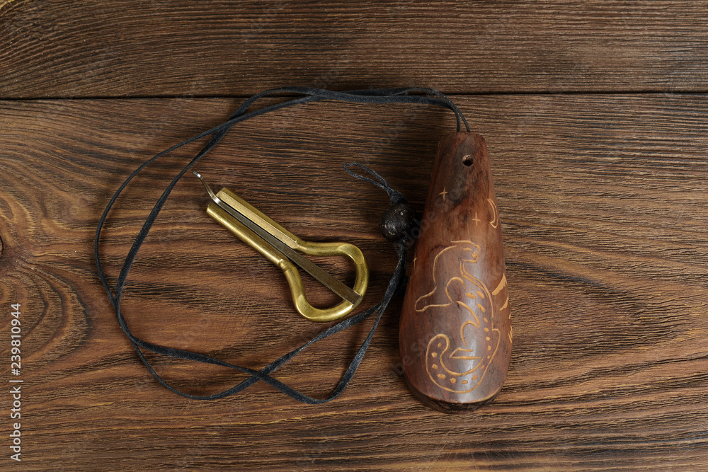 Traditional music instrument komus of Altai and Yakut people . Jaw harp ...
