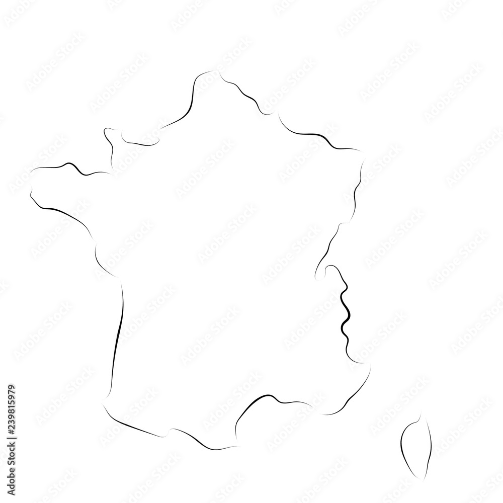 France outline map of the country made by the strokes of the brush ...