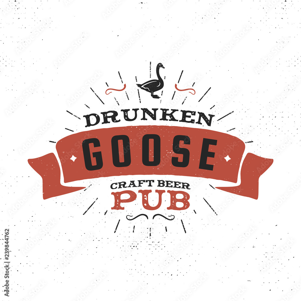Vintage craft beer pub label. Drunken goose brewery retro design ...
