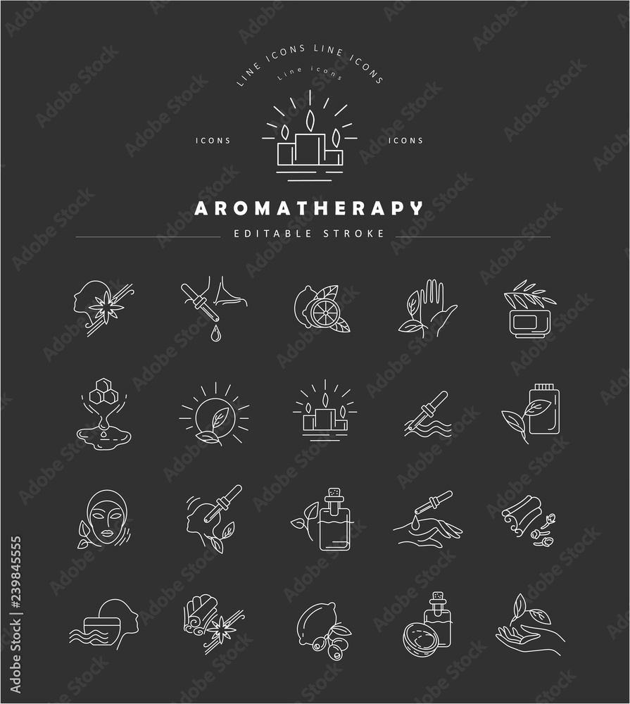 Vector icon and logo for aromatherapy. Editable outline stroke size ...