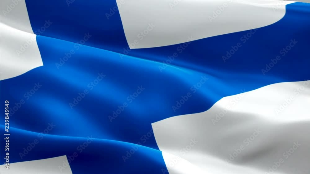 Finland waving flag. National 3d Finnish flag waving. Sign of Finland ...
