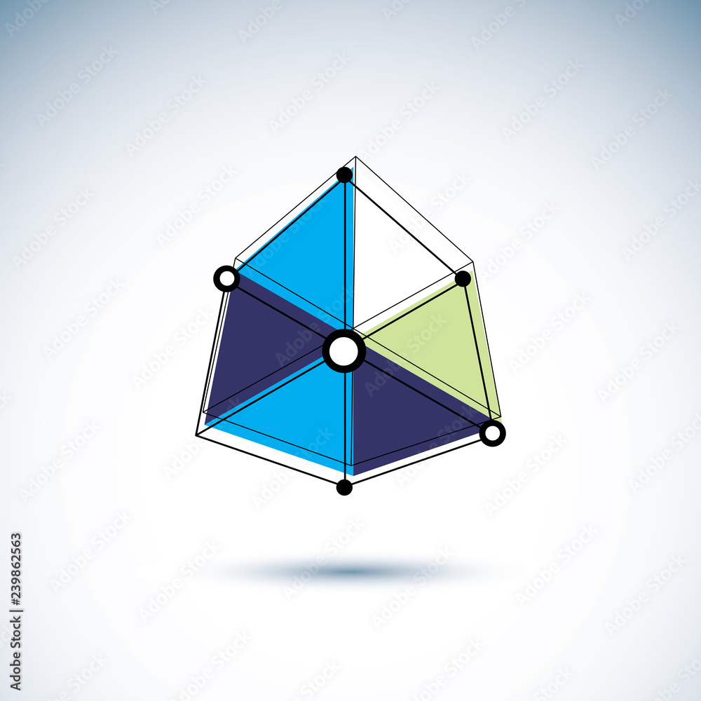 Construction industry logotype. Vector abstract 3D mesh object, design ...