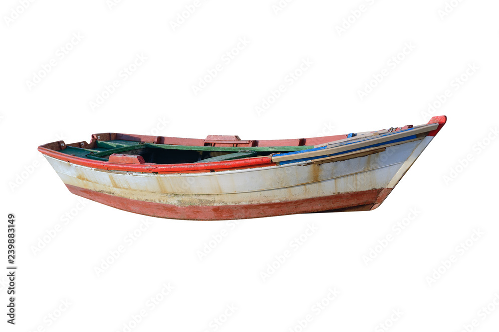 wooden fishing boat isolated on white background Stock Photo | Adobe Stock