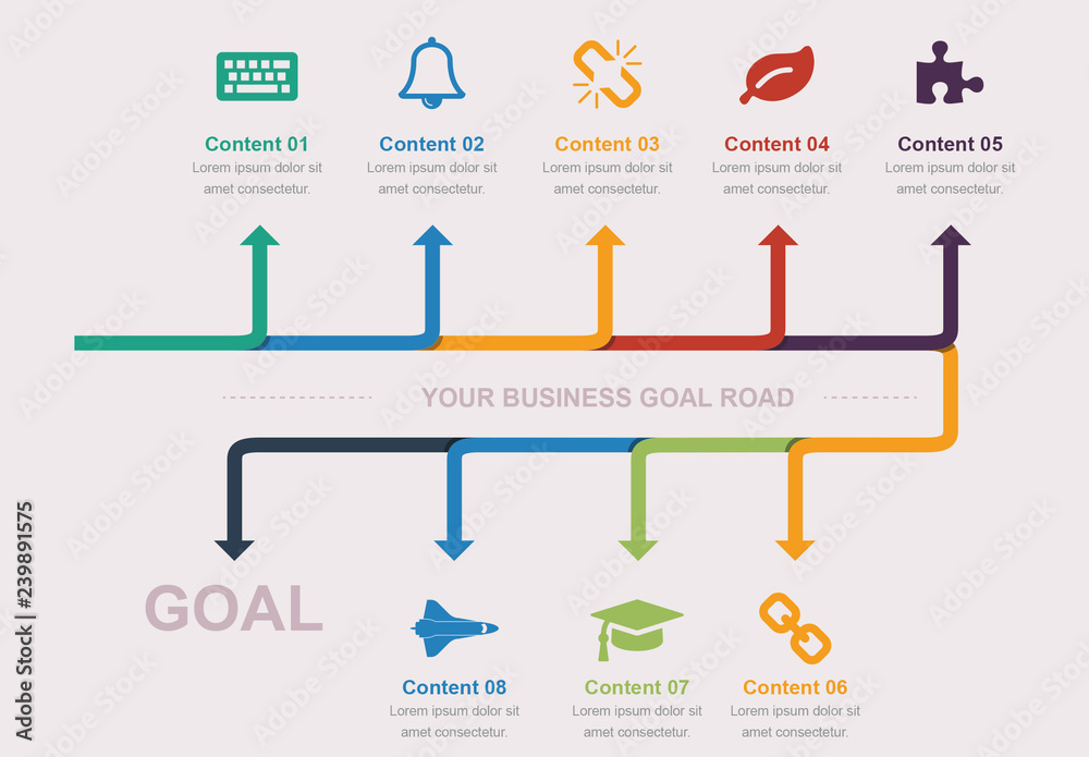 Arrow Process Timeline Infographic Layout Stock Template | Adobe Stock