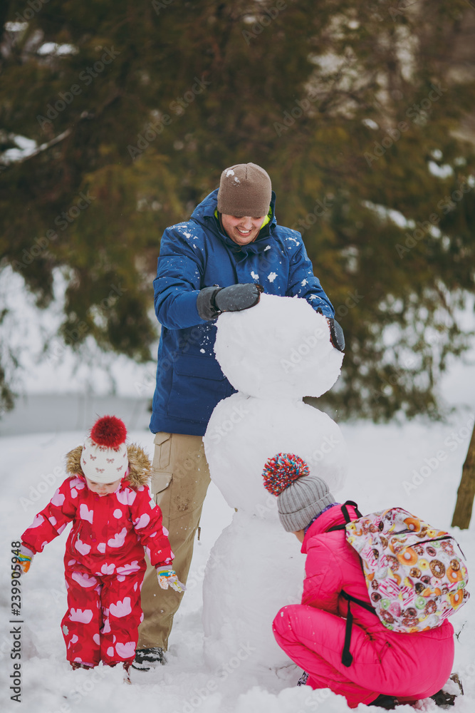 Family Playing Outside Winter