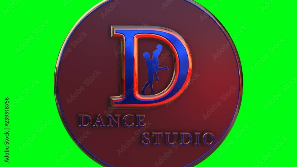 3D logo animation for a dance studio on a green background ...