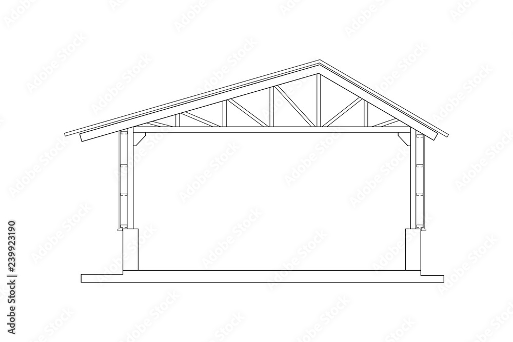 Abstract outline drawing, space frame structure of house vector ...
