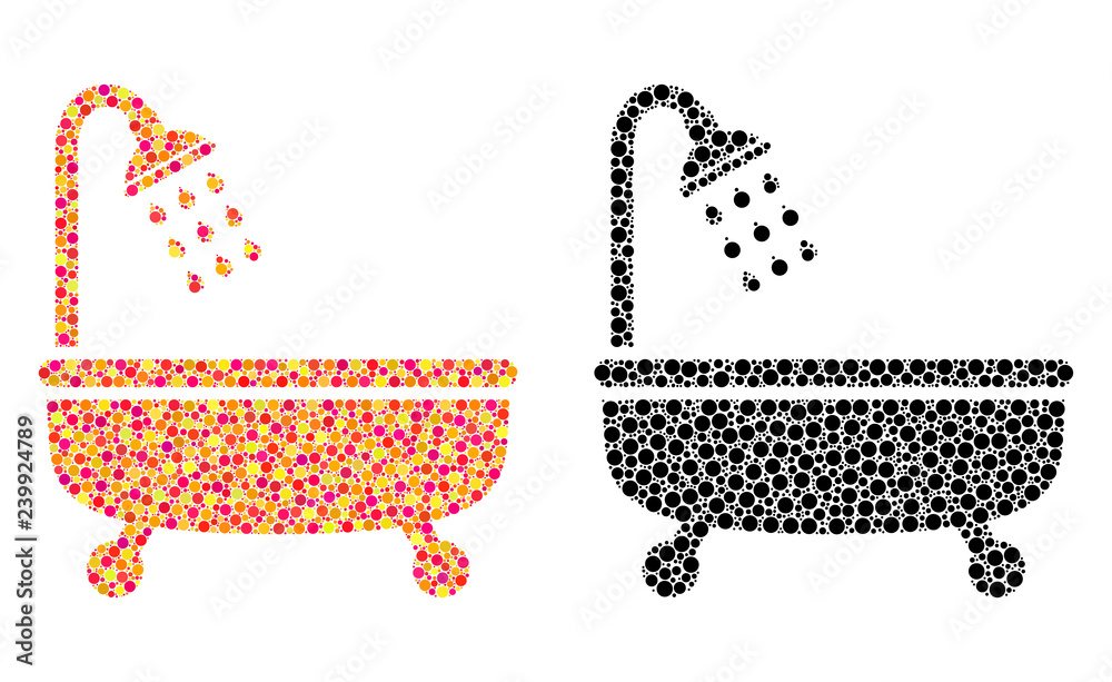Dotted shower bath mosaic icons. Vector shower bath icons in colorful ...