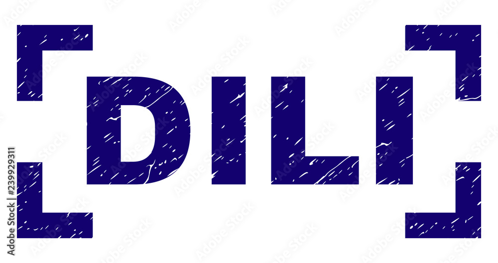 DILI tag seal print with distress texture. Text tag is placed between ...