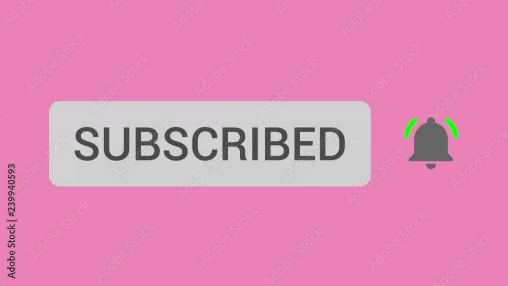 Mouse Clicking Subscribe Button and Bell Notification with Light Pink ...