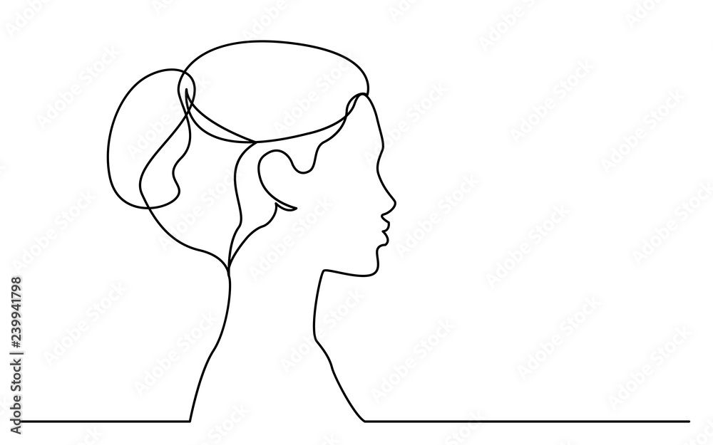 continuous line drawing of isolated on white background profile ...