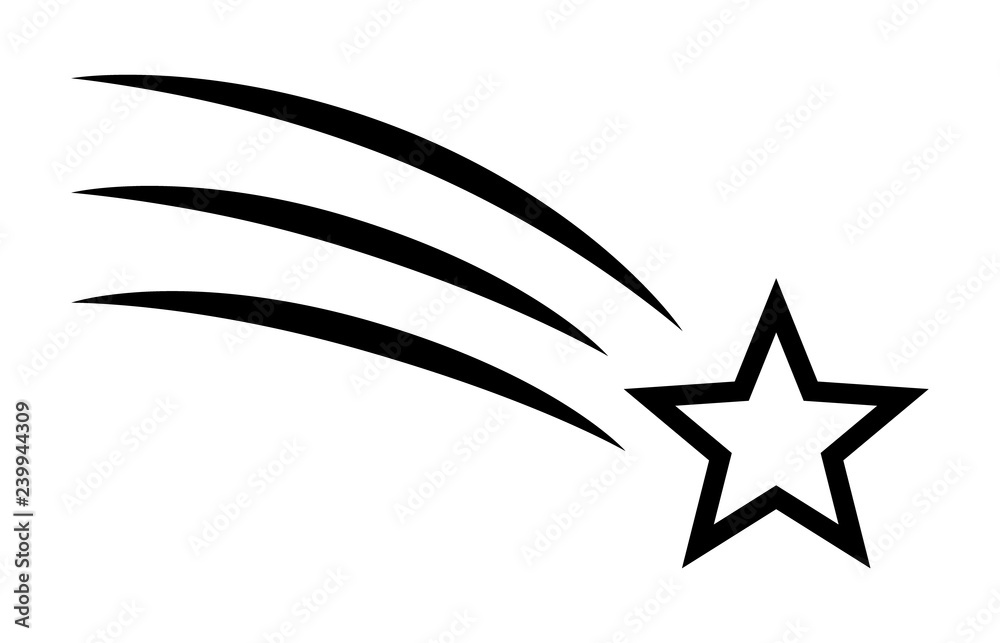 Shooting star / make a wish line art vector icon for apps and websites ...