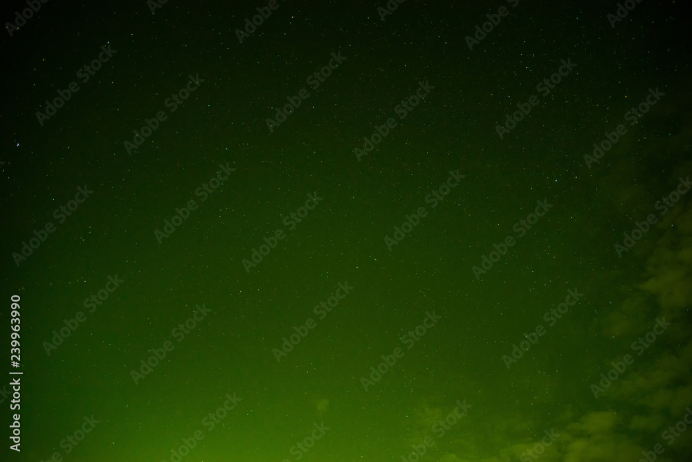 Night sky stars and clouds / The green sky with light at night sky ...