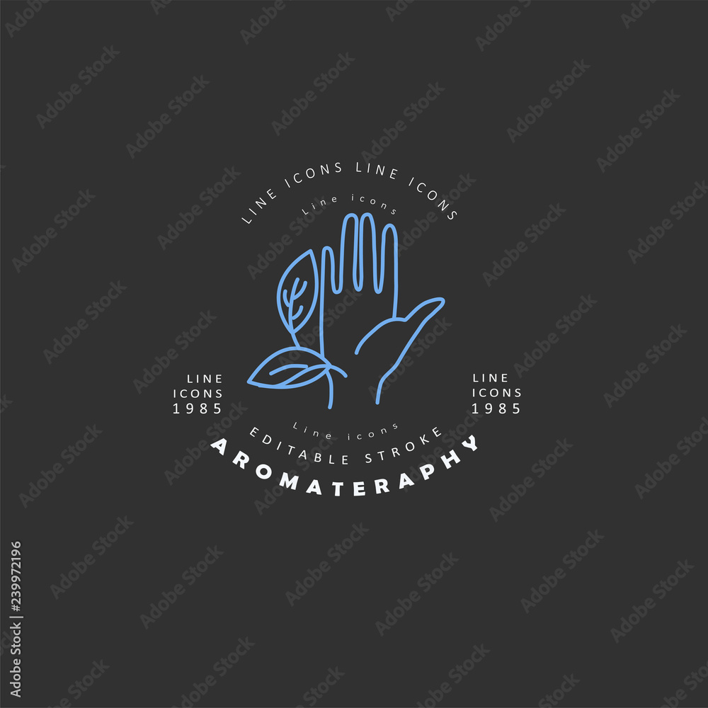 Vector icon and logo for aromatherapy. Editable outline stroke size ...