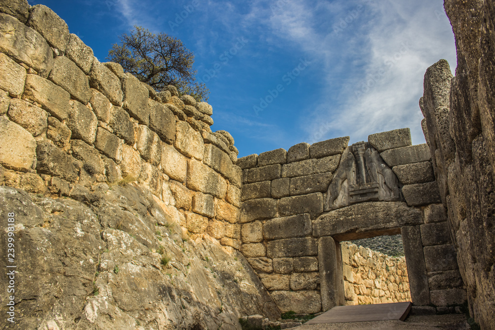 Mycenae gates world heritage touristic place from ancient Greece times ...