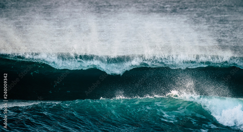 Big wave splash with perfect barrel movement - surf and power concept ...