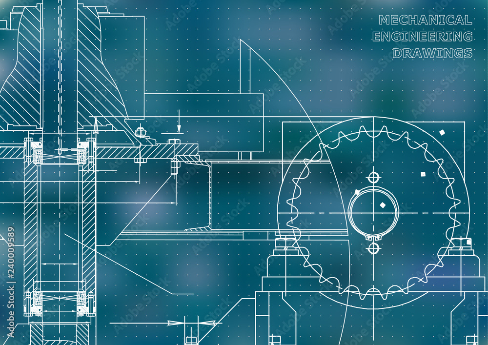 Engineering illustrations. Blueprints. Mechanical drawings. Technical ...