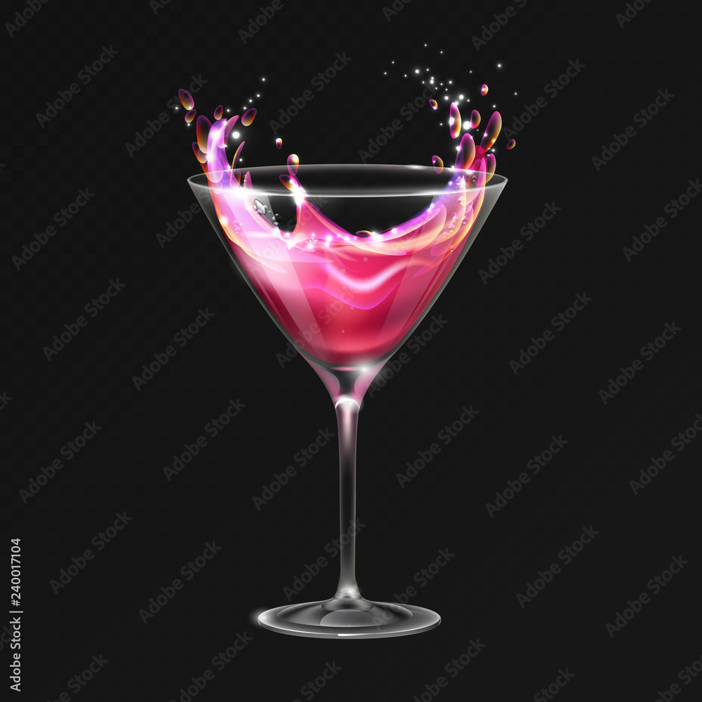 Realistic cocktail cosmopolitan glass vector illustration on ...