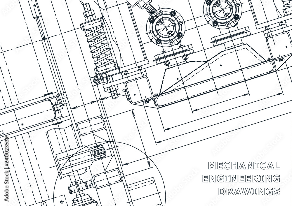 Blueprint. Vector engineering drawings. Mechanical instrument making ...