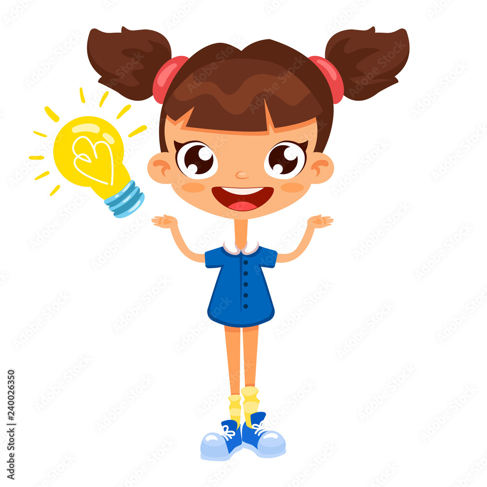 Girl Bright Idea Clipart