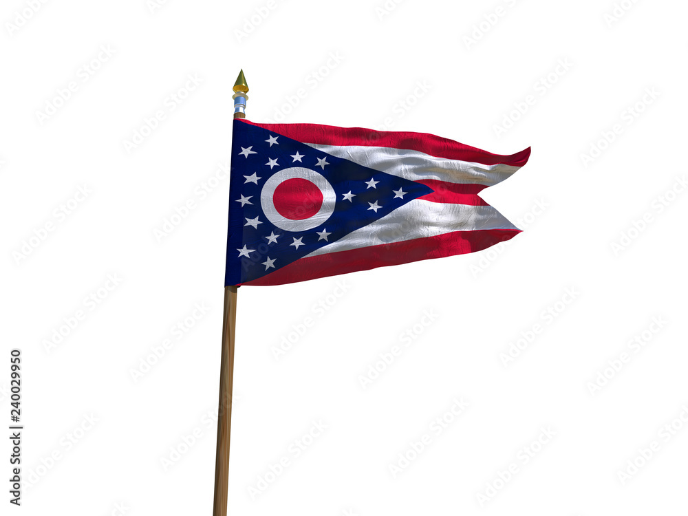 Ohio flag USA flag Isolated Silk waving flag made transparent fabric of ...