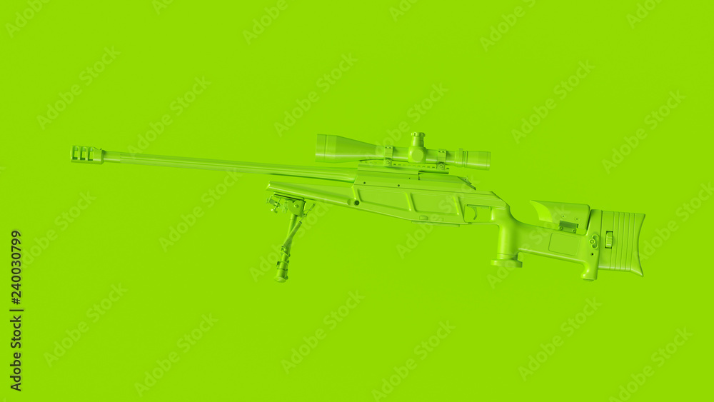 Lime Green Sniper Rifle 3d Illustration 3d Rendering Stock Illustration ...