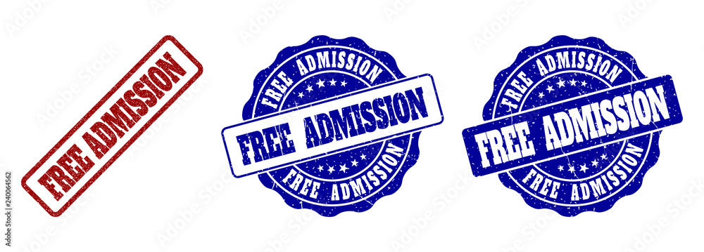 FREE ADMISSION grunge stamp seals in red and blue colors. Vector FREE ...