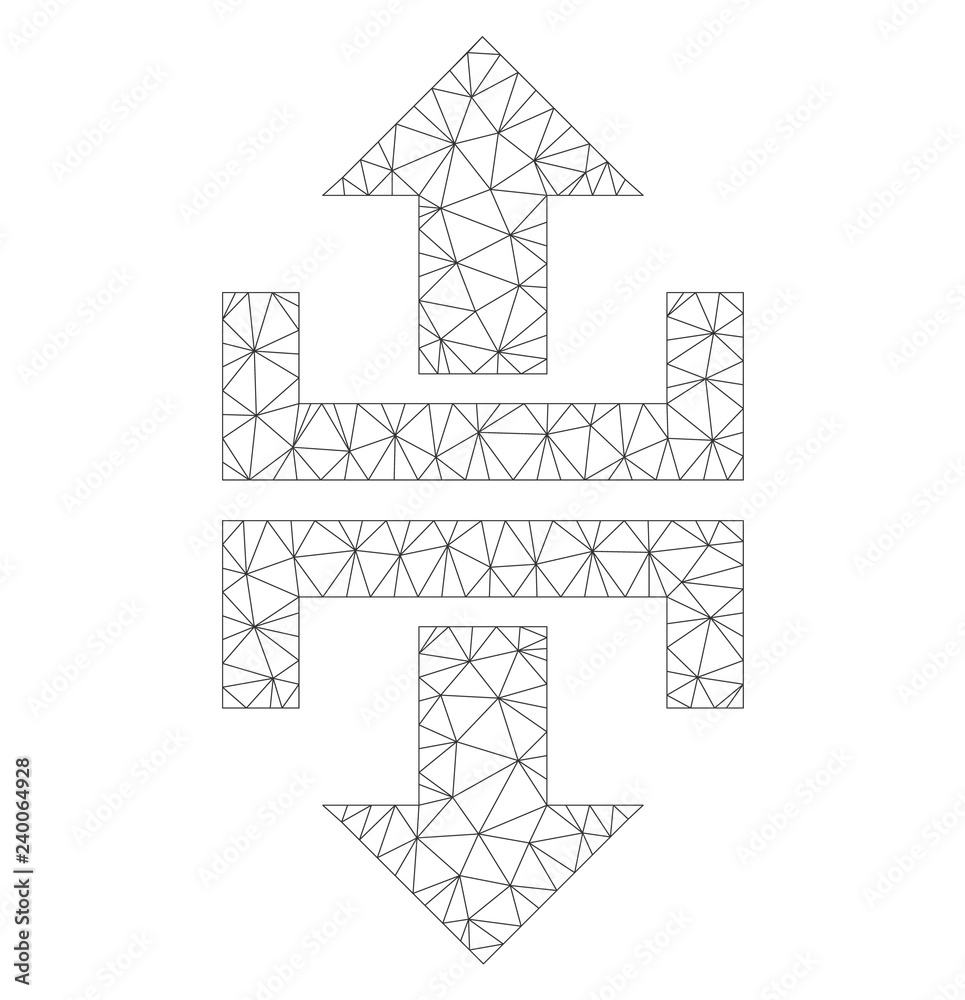 Polygonal vector divide vertical direction icon on a white background ...