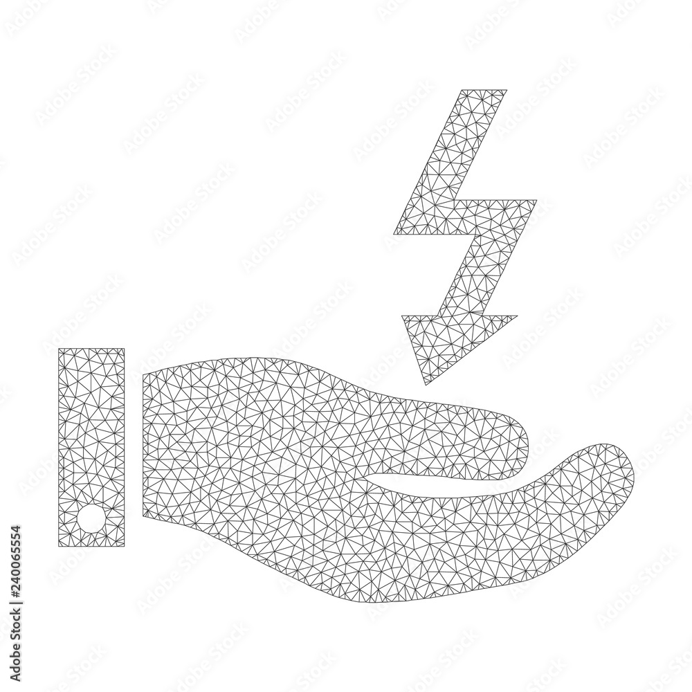 Mesh vector electric energy service hand icon on a white background ...