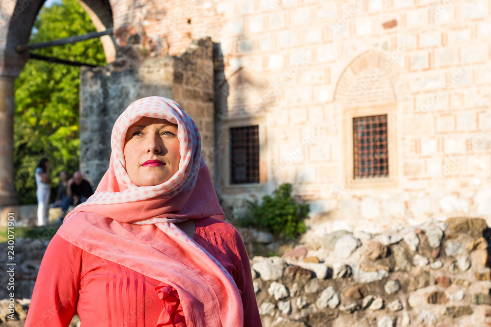 Modern Lookalike Muslim Woman With Scarf and Sunglasses Posing in Front ...